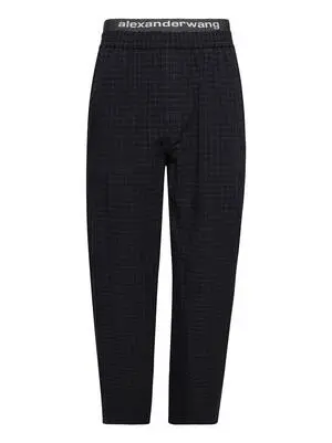 Alexander Wang Relaxed Pants In Smog Navy Plaid - Blue