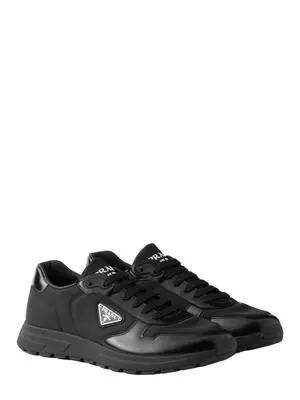 Prada Prax 01 Re-nylon And Brushed Leather Sneakers - Black