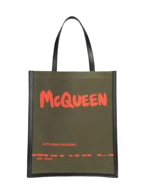Alexander McQueen Graffiti Logo Tote Bag - Green