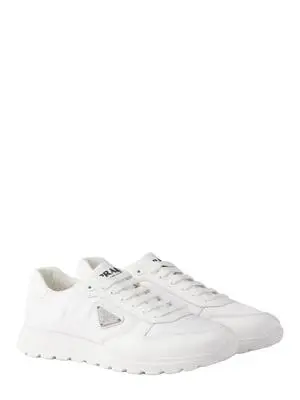 Prada Prax 01 Re-nylon And Brushed Leather Sneakers - White