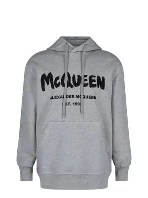 Alexander McQueen Graffiti Logo Hooded Sweatshirt - Grey