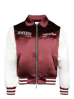Rhude Satin Front Zip Varsity Jacket - Red