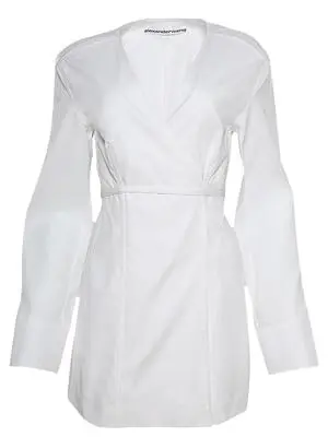 Alexander Wang Slit Tailored Shirtdress With Waist Tie - White