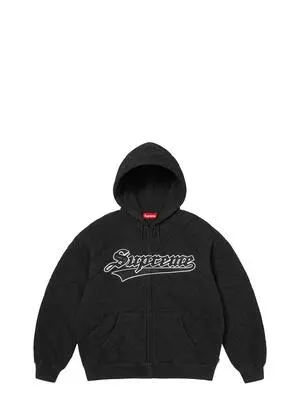 Supreme Quilted Zip Up Hooded Sweatshirt - Black