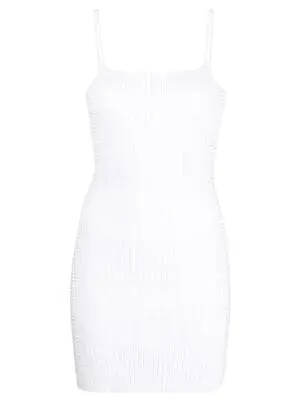 Alexander Wang Clear Crystal Rib Mini Dress - White