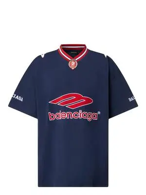 Balenciaga Oversized Cotton Jersey T-shirt - Blue