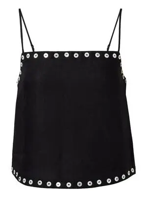 Staud Kirra Linen-blend Tank Top - Black