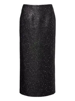 Carolina Herrera Sequined Lame Tweed Pencil Skirt - Black
