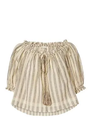 Ulla Johnson Paros Striped Cropped Cotton Top - White