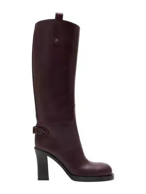 Burberry Cavalier Calf Leather Knee-high Boots - Red
