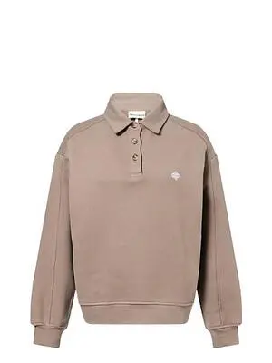 THE COUTURE CLUB Emblem-embroidered Rugby Polo Sweatshirt Chocolate