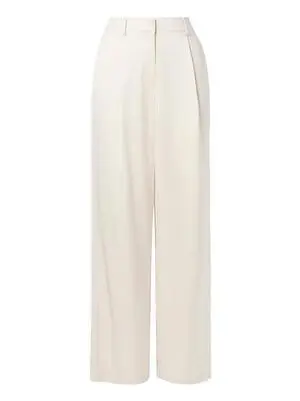 MALINA Sarah Wide-leg Satin Trousers - Vanilla