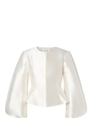 MALINA Vendela Balloon-sleeve Satin Blouse - Ivory
