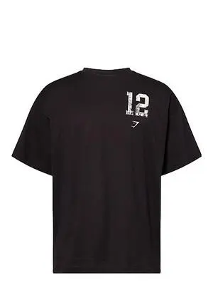 GYMSHARK Collegiate Graphic Crewneck Cotton-jersey T-shirt - Black