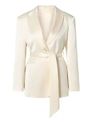MALINA Liv Wrap Satin Blazer - Vanilla