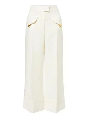 Valentino Garavani Pressed-pleat Cropped Trousers - Avorio