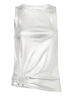 Rabanne Gathered Sleeveless Stretch-cotton Top - Silver