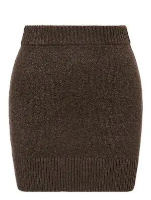 THE COUTURE CLUB Emblem Embroidered Knitted Mini Skirt - Brown