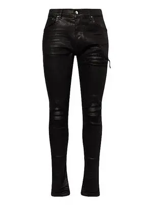 Amiri Waxed Mx1 Tapered-leg Stretch-denim Blend Jeans - Black