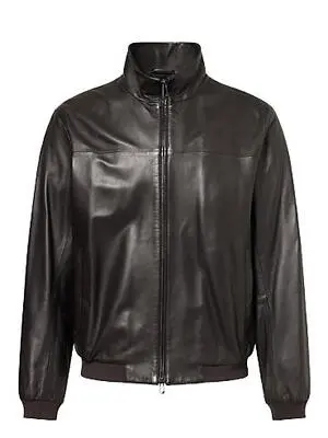 Emporio Armani Core Stand-collar Leather Jacket - Meteorite