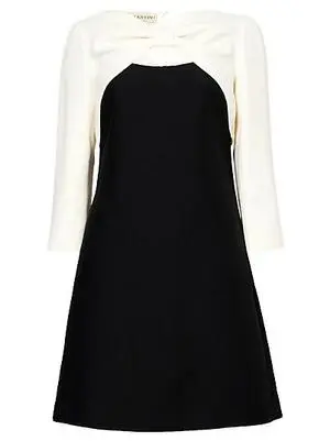 Valentino Garavani Bow Long-sleeves Mini Dress - Nero Avorio