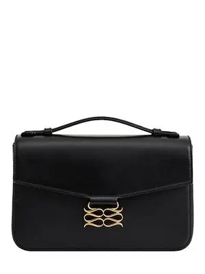 MALINA Monogram Leather Shoulder Bag - Black