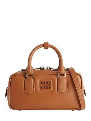 Miu Miu Arcadie Leather Top Handle Bag - Cognac