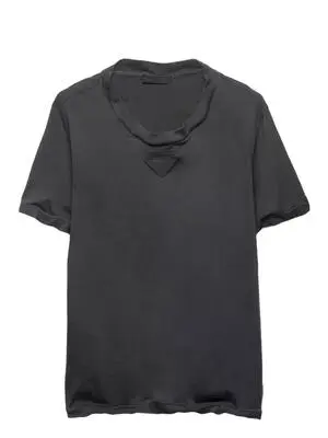 Prada Triangle-detail Short-sleeved T-shirt - Grey