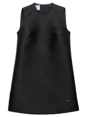 Prada Scuba Mini-dress With Lace Collar - Black