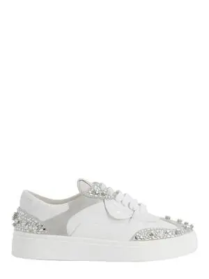 GIUSEPPE ZANOTTI Low-top Sneakers With Bead And Rhinestone Embroidery - White