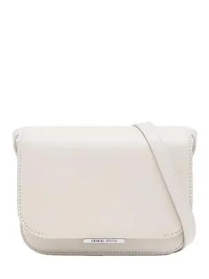 Giorgio Armani Leather Shoulder Bag - White