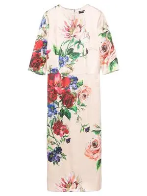 Dolce & Gabbana Flower-print Midi Dress - Pink