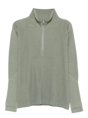 Issey Miyake Pleated Half-zip Sweater - Green