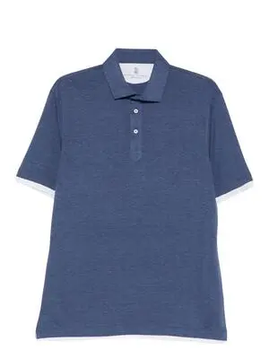 Brunello Cucinelli Silk And Cotton Polo Shirt - Blue