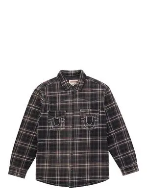 Supreme True Religion Quilted Lined Plaid Flannel Shirt Brown - Black
