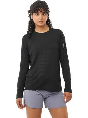 SALOMON Sense Aero Graphic Long-sleeve Tee - Deep Black/black Beauty