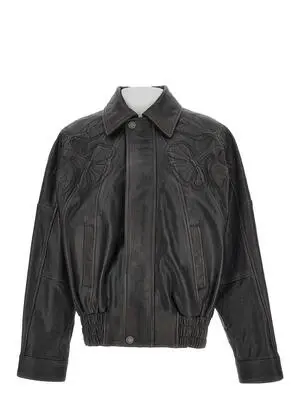 GOLDEN GOOSE Golden Goose Nappa Leather Jacket With Floral Embroidery Multicolore