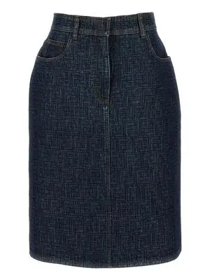 Fendi Gonna Ff Padded Denim - Blu