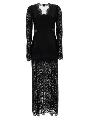 Rabanne Long Lace Dress - Black