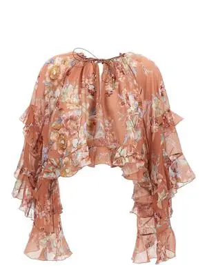 Zimmermann Ruffled Cotton-silk Blend Blouse - Multicolor
