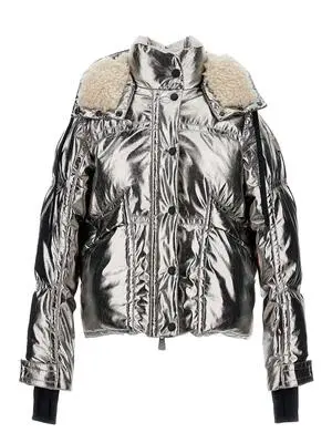 Moncler Metallic Craquelé Ski Jacket - Silver