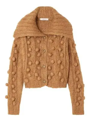 FRAME Bauble Pompom-embellished Mohair-blend Cardigan - Brown