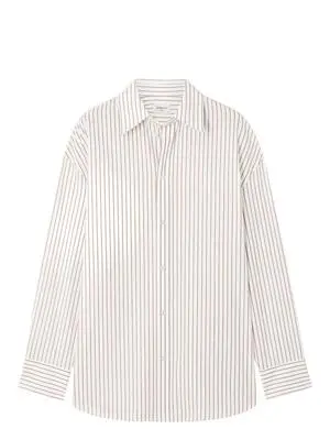 Saint Laurent Oversized Striped Cotton-poplin Shirt - Brown