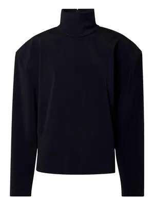 Saint Laurent Turtleneck Stretch-satin Blouse - Blue