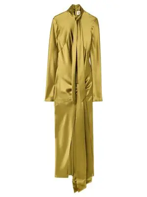 Galvan Emilie Tie-detailed Satin Gown - Green