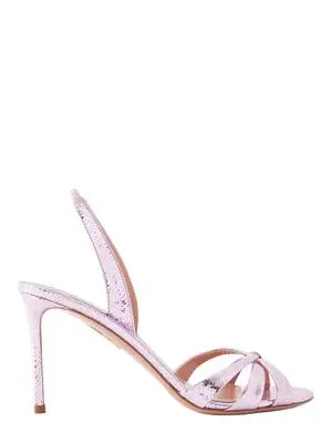 AQUAZZURA Tati 85 Metallic Snake-effect Leather Slingback Sandals - Pink