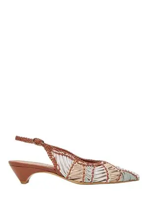 DOLCEVITA Dafney Slingback Heels - Tan Multi Woven Leather