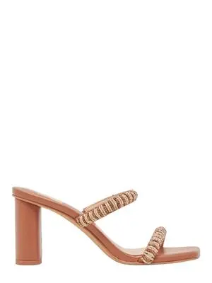 DOLCEVITA Nolah Beaded Block Heels Tan Multi Beads