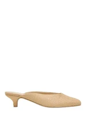 DOLCEVITA Umara Kitten Heel Mules - Lt Natural Raffia