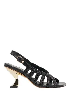DOLCEVITA Sicily Slingback Heels - Black Woven Leather